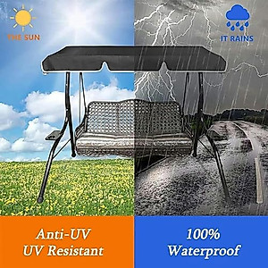 BTURYT Swing Chair Canopy Replacement, Swing Canopy Cover Rainproof Oxfords Cloth 2 and 3 Seater Swing Seat Replacement Awning Canopy Cover for Outdoor Patio Garden