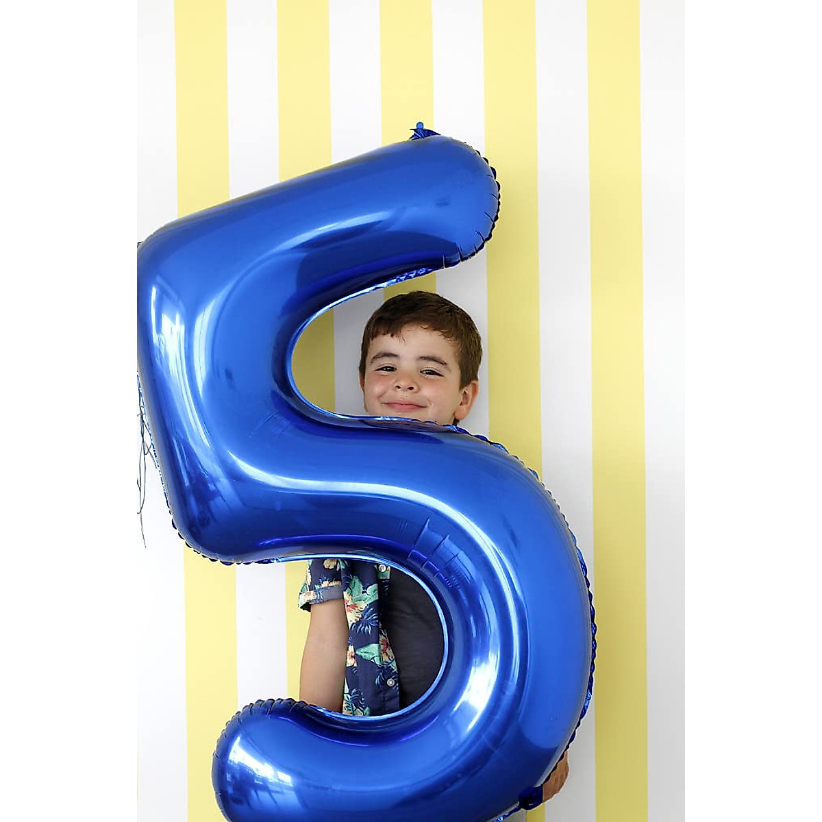 Number 5 Balloon 40 Inch for 5th Birthday Decorations, 15 25 35 50 Mylar Big Navy Blue Foil Number Balloons for Wedding Anniversary Party Decor