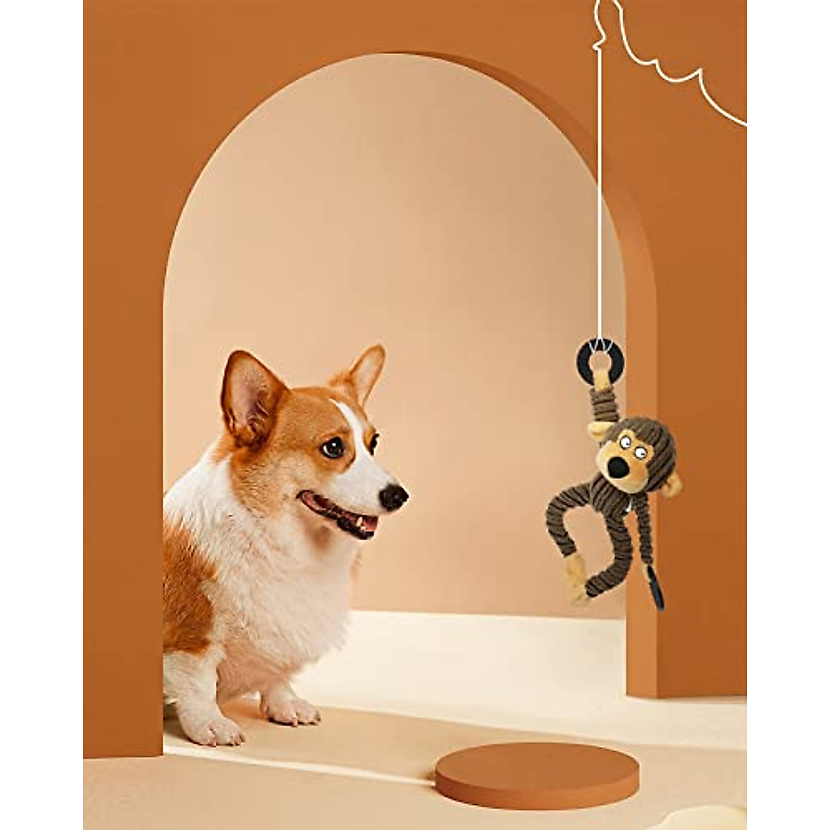 HGB Squeaky Puppy Toys, Plush Puppy Chew Toys for Teething, Dog Toys for Small Dogs, Small Dog Toys for Small Breed, Cute Monkey Interactive Dog Toys for Pet Training and Entertaining