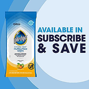 Pledge Multisurface Furniture Polish Wipes, Works on Wood, Granite, and Leather, Cleans and Protects, Fresh Citrus - Pack of 1 (25 Total Wipes)