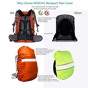 WSZCML Backpack Rain Cover, Upgraded Adjustable Waterproof Backpack Cover (10-90l) (Orange, S (for 10L-25L Backpack))