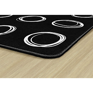 Flagship Carpets Circle Sampler Abstract Educational Area Rug for Kids Room or Childrens Classroom Carpet, Playroom or Home Learning, 6' x 8'4", Black