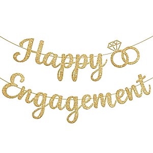 Happy Engagement Banner, Engagement Party Decorations, Engagement Party Banner for Engagement Decorations, Engaged Banner Sign for proposal Wedding Decor Bridal Shower Bachelorette Party Decorations