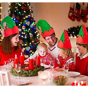Moon Boat 3Pack Christmas Elf Felt Hat - Jingle Bells Xmas Holiday Party Costume Favors Gifts Accessoriess