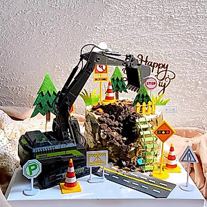 Gemini&Genius Excavator Toy for Kids, Metal Construction Vehicle Track Excavator Toy 1/50 Digger Vehicle Toy, Multi-Articular Movable Excavator Arm and 360 Degree Rotate Cab Truck Toy for Kids