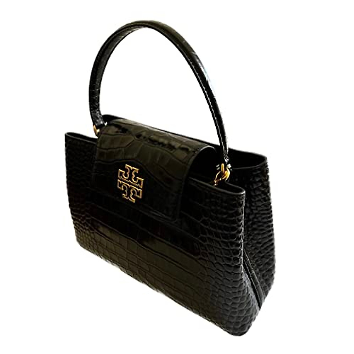 Tory Burch Britten Embossed Small Satchel/Crossbody Bag 141043 Black 001