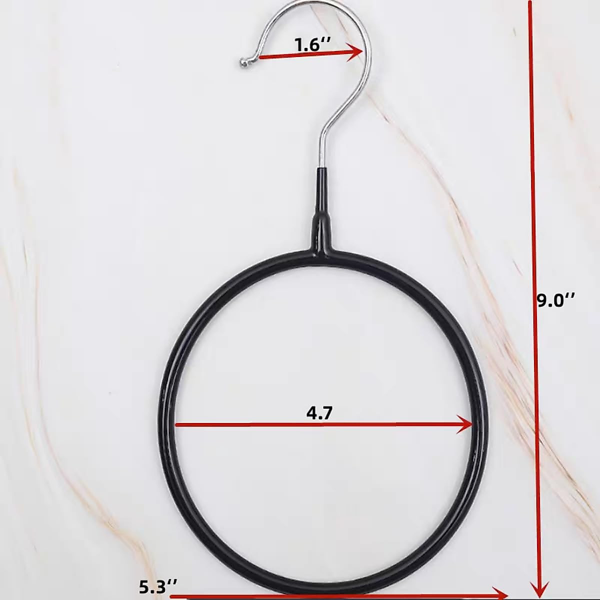 Joyindecor Belt/Scarf Hangers for Closet - 8 PCS Nonslip Space Saving Steel Tie Rings Holder Organizer for Neckties, Shawls Scarves, Veils, Pashminas Display(8 Pack, Black)