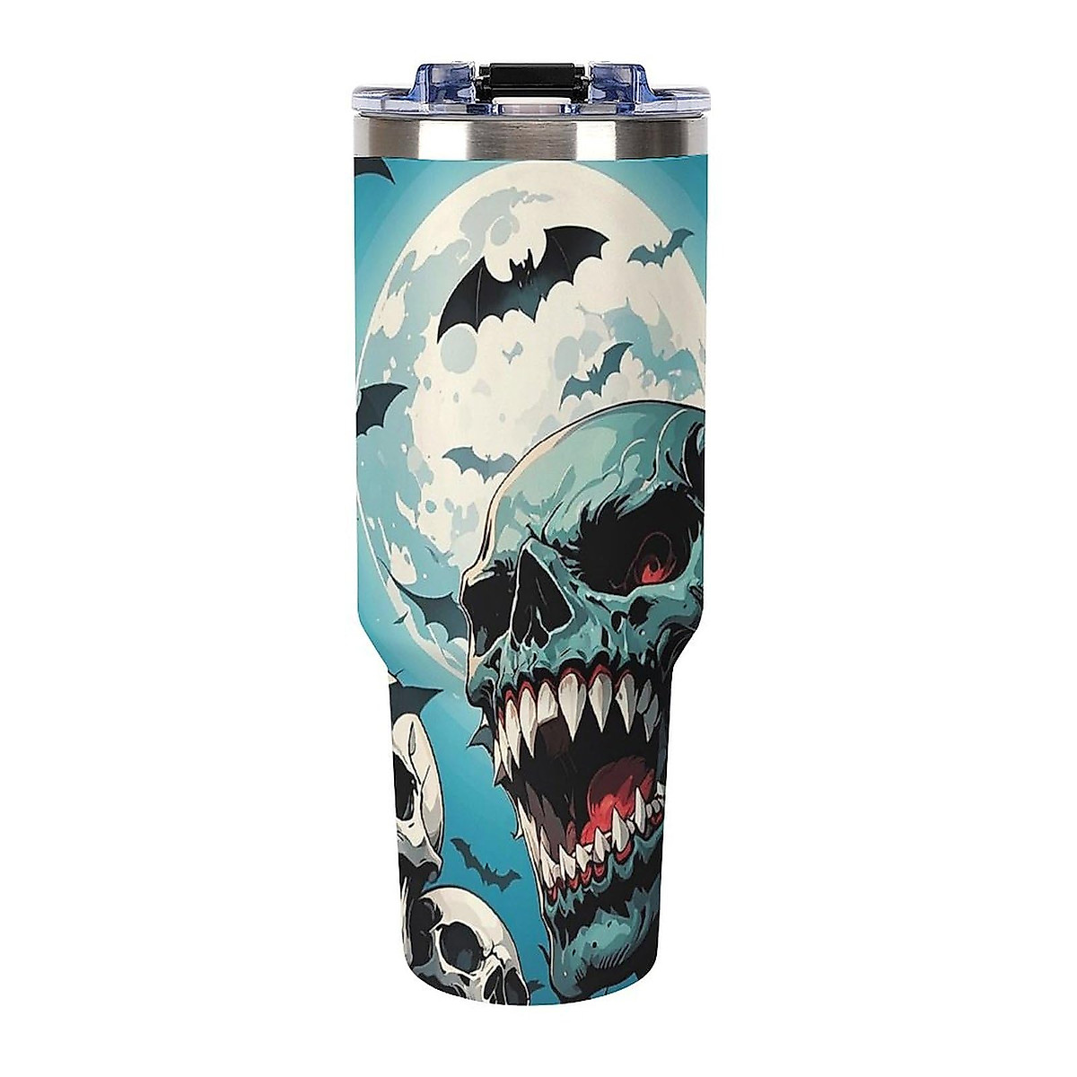 QWJKM Vampire Fangs Tumbler with Handle Large Insulated Car Cup 40 OZ Stainless Steel Travel Mug Leak Proof Water Bottle with Lid And Straw for Car Home Office Gifts