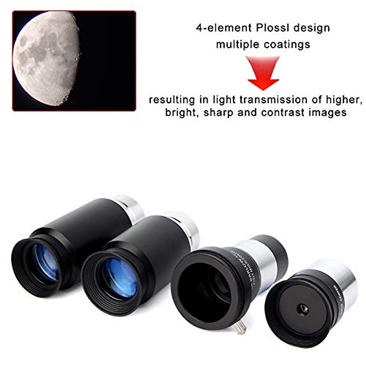 SVBONY Telescope Eyepiece Set Telescope Accessory Kit with 2X Barlow Lens 4 Element Plossl Design 6.3mm 32mm 40mm for Astronomical Telescopes