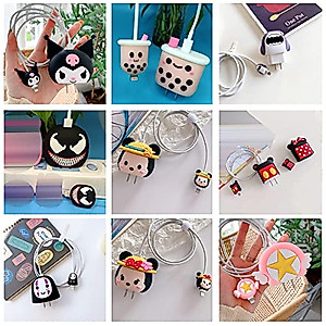 3D Protective Case for iPhone 20W USB-C Power Adapter Charger USB Lightning Cable, Cute Cartoon Series Soft Silicone Fast Lightning Chargers Cable Protective Cover for iPhone Charger (Blue Stitch)