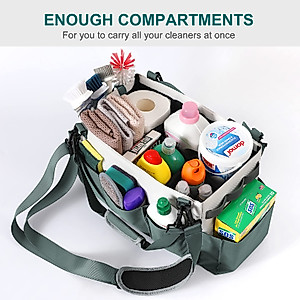 Large Cleaning Caddy Organizer with Handle, Wearable Cleaning Caddy Bag for Cleaning Supplies, Cleaning Tote with Shoulder and Waist Straps, Under Sink Organizer Tool Bag with Multiple Compartments