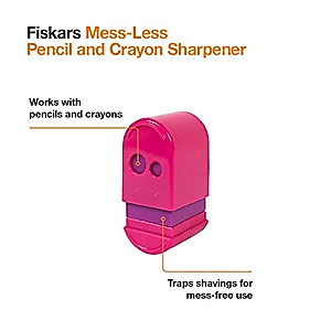 Fiskars Squeeze Sharpener for Kids 5+ - Crayon and Pencil Sharpener - Back to School Supplies - Color May Vary