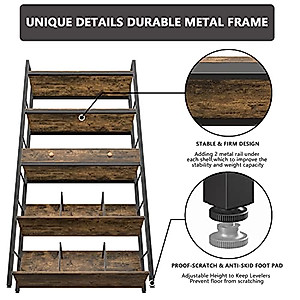YAOHUOO Bookshelf with 2 Drawers-31.5” Widen Industrial Book Shelf with Bookend, 5 Tiers Tall Storage Shelves, Steel Frame Display Rack, Suitable for Bedroom,Office,Living Room,Bathroom
