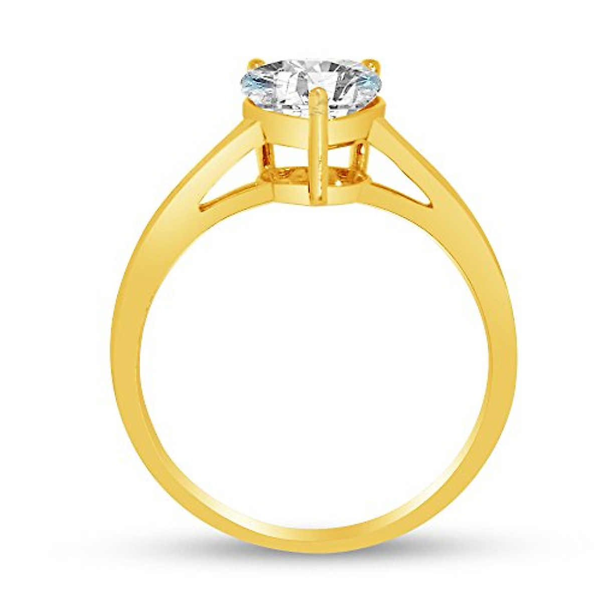 Size - 4.5 - Solid 14k Yellow Gold Heart Cut One Solitaire Wedding Engagement Ring CZ Cubic Zirconia 1.50ct.