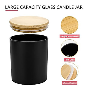 15 Pack Empty Clear Candle Jars with Bamboo Lids,10 OZ Glass Candle Jars for Making Candles,Bulk Jars for Making Candle Containers-Dishwasher Safe (Black)