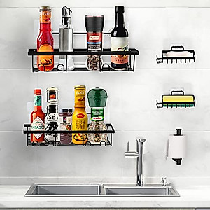 Bathroom Shower Caddy 5 Pack Adhesive Shower Shelves with Soap Holder & Hook Rustproof Shower Rack No Drilling Wall Mounted Bathroom Shower Organizer