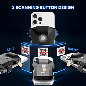 Eyoyo Bluetooth QR Code Scanner, 2D Wireless Back Clip Phone UPC USB Barcode Scanner Reader with Battery Level Indicator Compatible with 4.7"-7.2" Android Phone, iPhone for Book Library Inventory