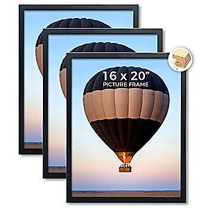 JD Concept Wood 16x20 Black Picture Frame 3 Pack - Gallery Wall Frame Set - Suitable for Horizontal and Vertical Hanging 16 x 20 Poster Photo