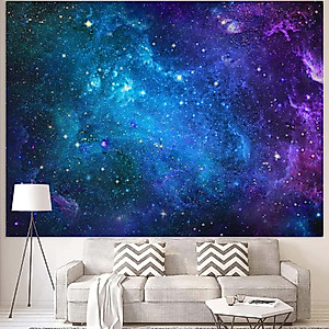 Faxdong Galaxy Universe Space Tapestry, Blacklight Starry Night Sky Mysterious Nebula Stars Ceiling tapestries for Bedroom Backdrop Wall Decor 68×90 inch
