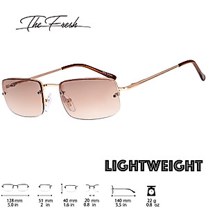 The Fresh Minimalist Small Rectangular Sunglasses Clear Eyewear Spring Hinge - Gift Box Package (201-Gold, Gradient Brown, 51)