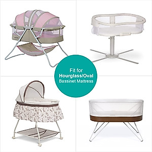 Waterproof Bassinet Sheets Fit for Hourglass, Oval Bassinet Mattress, 100% Cotton Bassinet Sheet for Standard Bassinet Mattress, 2 Pack, Ultra Soft Bassinet Sheet for Baby, White