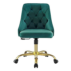 Modway Distinct Tufted Swivel Performance Velvet Office Chair, Gold Teal 20.5 x 23 x 32