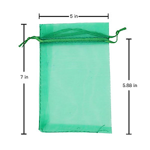 Stratalife Organza Bags 5x7 Small Bags Green Drawstring Bags Mesh Jewelry Bags Party Favor Bags Pouches Baby Shower Wedding Bags Chocolate Candy Bags(50PCS Green)