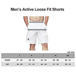 DEVOPS Men's 2-Pack Loose-Fit 10" Workout Gym Shorts with Pockets (X-Large, Black/Steel)