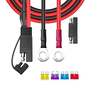 Sodcay Pack-1 Ring Terminal Connect, 23.6" 12AWG Solar Photovoltaic Connection Power Cord, O-Ring Eyelet Quick Connect Terminal Harness (Multicolored)