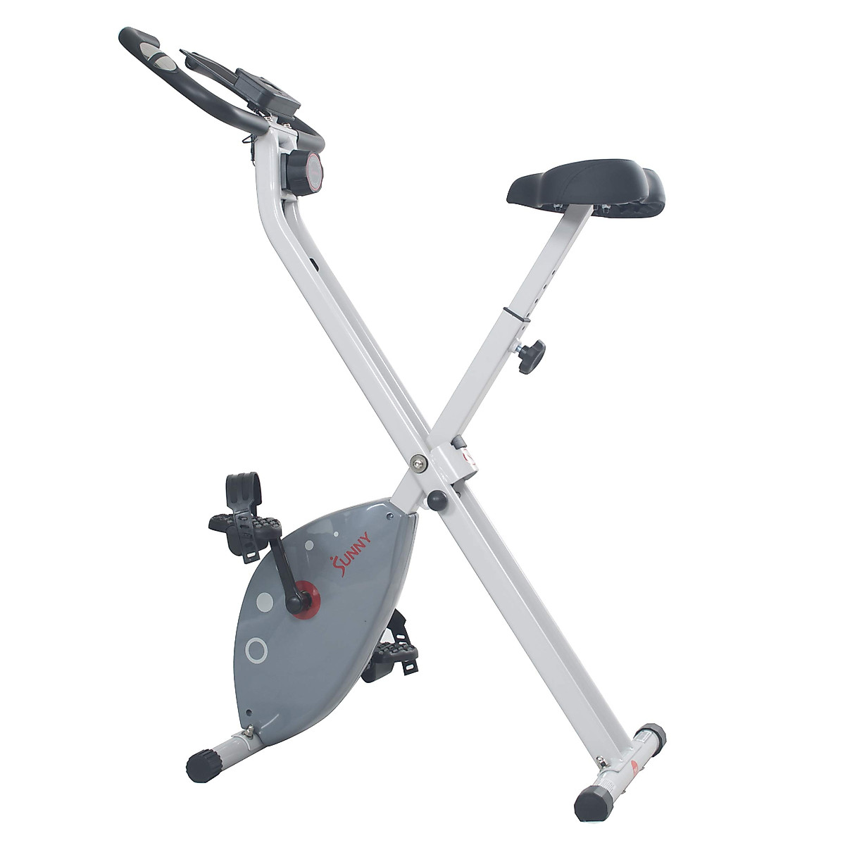 Sunny Health & Fitness Comfort XL Ultra Cushioned Seat Folding Exercise Bike with Device Holder, Gray - SF-B2989