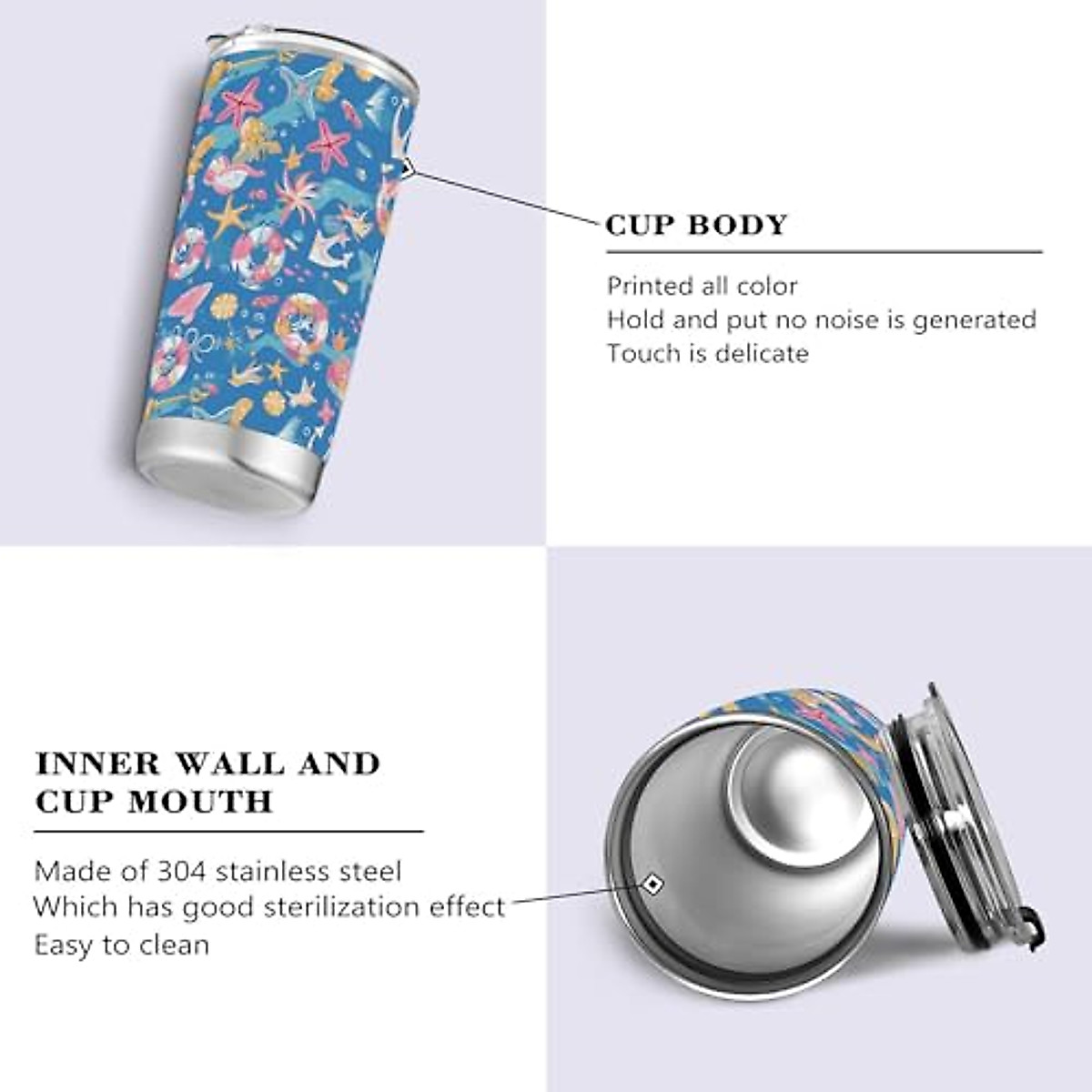 Sea Ocean Blue Waves Ocean Stainless Steel water bottle with straw with Lid and Straw coffee mug for hot and cold drinks safe tumbler with straw 20 OZ