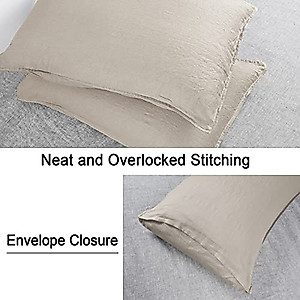 PHF 100% Linen Pillowcases Standard Size, Set of 2, No Insert, Washed French Flax Pillow Cases with Envelope Closure, Luxurious Breathable Comfy Pillow Shams, 20" X 26", No Filling, Linen Basic