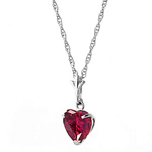 Galaxy Gold 1.45 ct 14k Solid White Gold Necklace Heart-shaped Ruby red