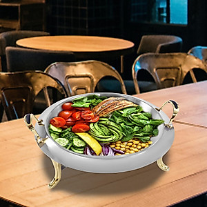 NATICRISI Stainless Steel Chafing Dish Buffet Set,3.17QT Round Food Warming Tray with Glass Lid & Lid Holder Buffet Warmers for Parties, Events, Wedding, Camping, Dinner