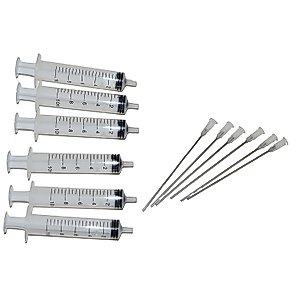 1 X by double2house, 6 x 10ml syringe with blunt 4" long needle to refill ink cartridge CISS, glue craft