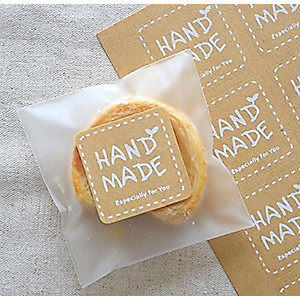 AKOAK 20 Sheets 240 Pcs/Lot Square White Hand Made Stickers Kraft Paper Sticker Labels DIY Handmade Envelopes Stickers and Gift Packaging Bake Decoration Seal Stickers