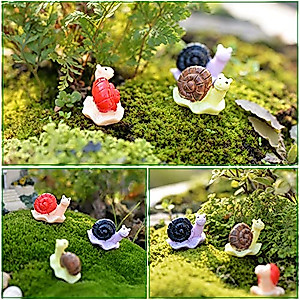 JKanruh 21 Pcs Mini Animals Miniature Resin Snail,Mini Snail Figurines,Fairy Garden Snail Miniature Moss Landscape Ornaments for Outdoor Decoration,Home Décor,Cake Decoration,DIY Crafts