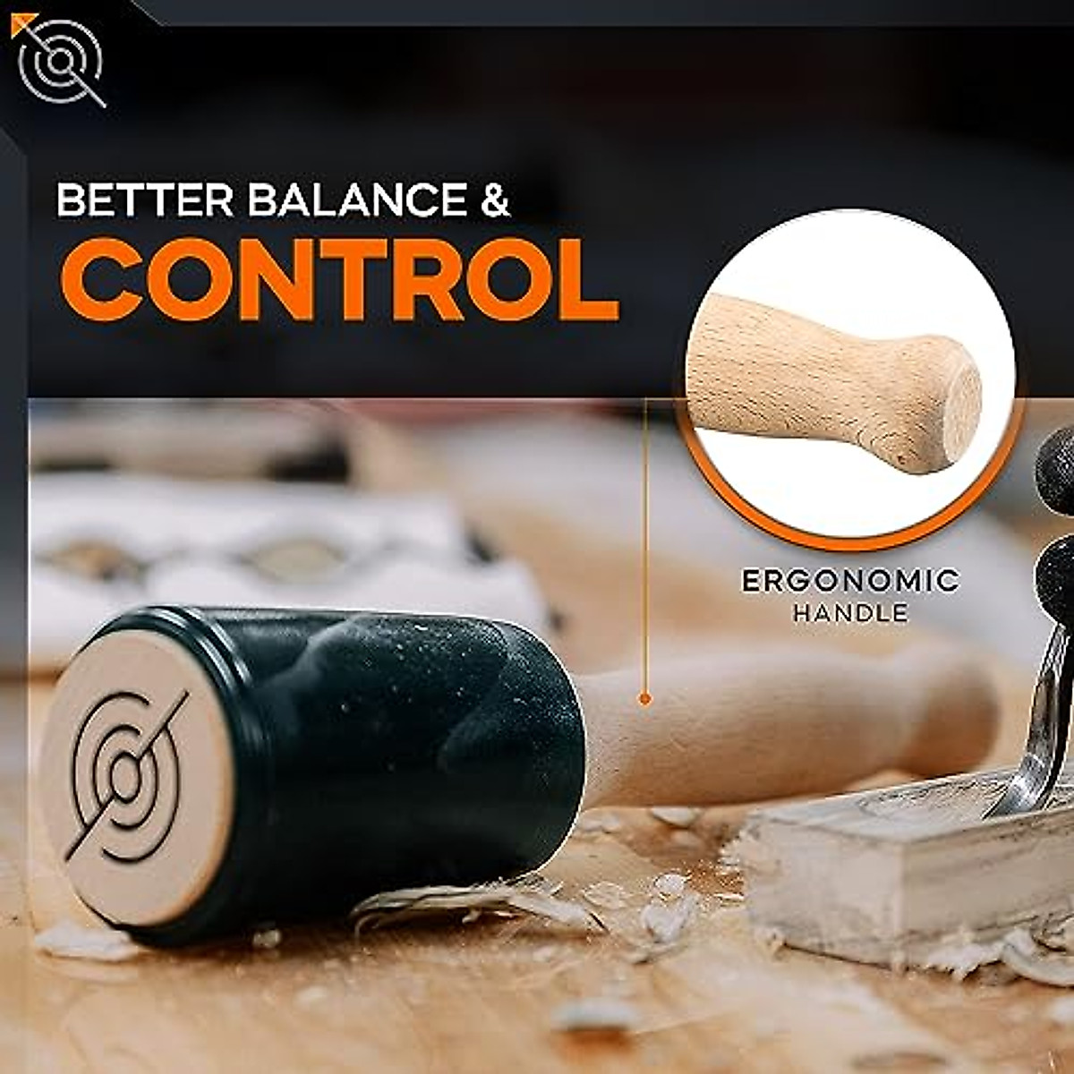 Schaaf Wood Carving Tools 15oz Small Wooden Mallet | Wood Tools Woodworking | Wood Hammer | Comfortable Handle Reduces Hand Fatigue | Urethane Reducer Noise, Absorbs Force to Protect Woodworking Tools