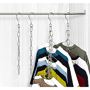 Andiker 4 Pack Clothes Hangers Closet Organizers and Storage, Metal Space Saving Hanger Chains with 10 Slot, Cascading Hangers Wardrobe Clothes Organizers (Sliver)
