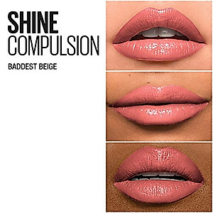 Maybelline New York Color Sensational Shine Compulsion Lipstick Makeup, Baddest Beige, 0.1 Ounce