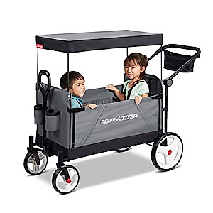 Radio Flyer City Luxe Stroll ‘N Wagon, Grey with Parent Caddy and Internal Storage Pockets, for 1+ Years