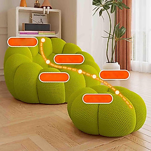 GJFGJQAO 47" Lazy Floor Sofa, Upholstered Bubble Single Floor Sofa, Ultra Comfy Fireside Sofa Chair, Single Leisure Chair Bring Footstool, Living Room Home Football Sand Desi 2