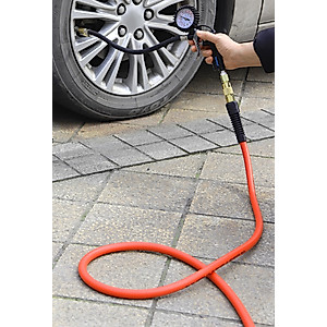 YOTOO Air Hose 3/8 in. x 3 ft, 300 PSI Hybrid Lead-in Air Compressor Hose, Heavy Duty, Lightweight, Kink Resistant, All-Weather Flexibility with 1/4“ Quick Coupler Fitting and Bend Restrictors, Orange