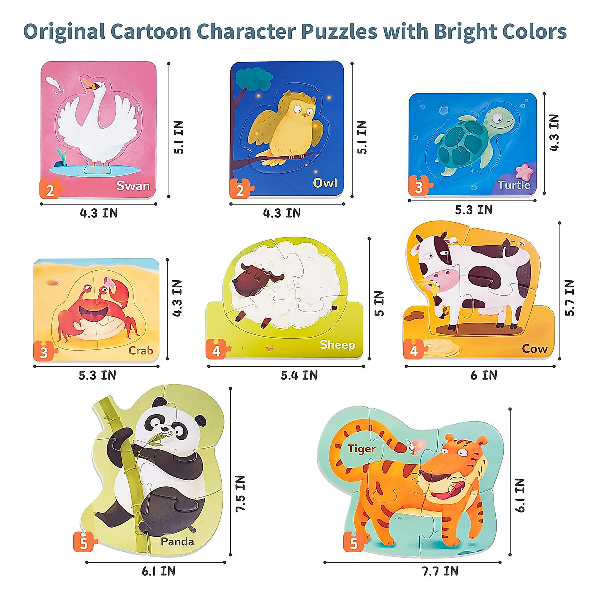 TOI Leveled Puzzles for Kids Aged 6 and Up, Toddler Puzzle Preschool Learning Jigsaw Puzzles, Large Pieces Educational Game for Boys Girls, Classic Education Step 7