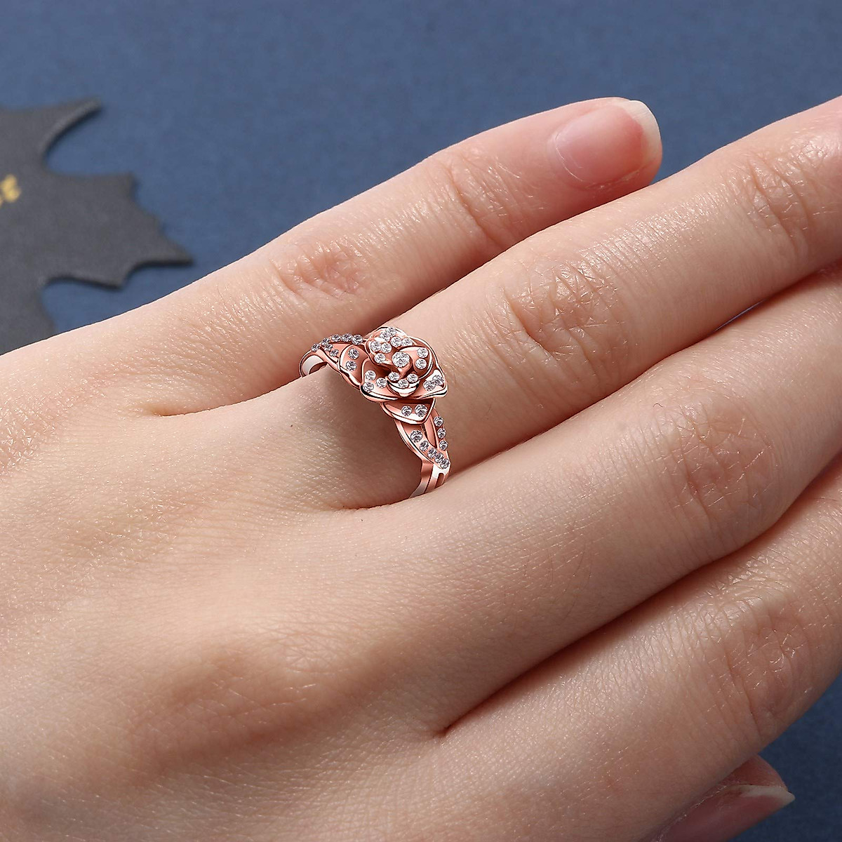 Cock Ring Set Engagement Out Jewelry Wedding Women Gift Commemorate Accessories Ring Rings (Rose Gold, 5)