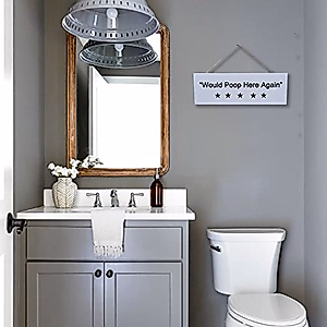 Maida Five Stars Would Poop Here Again Bathroom Sign Funny Home Decor Poop Sign for Bathroom Decor Wall Art Toilet Sign B7