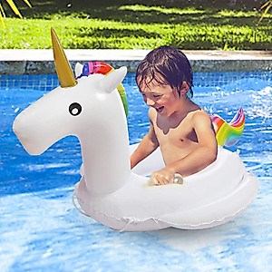 MorTime Baby Pool Float Unicorn Inflatable Swimming Ring Seat, 30" Unicorn Swim Float for Kids Toddlers Babies 1-6 Years