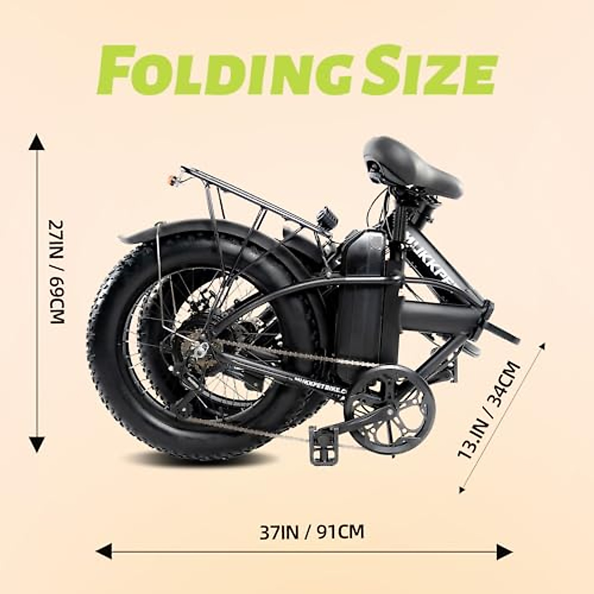 Mukkpet GL Electric Bike for Adults,Peak 1500W Foldable Ebike,28MPH 65Miles Electric Bike with 48V 15AH Removable Battery,20" X 4.0 Fat Tire Electric Bike,7 Speed