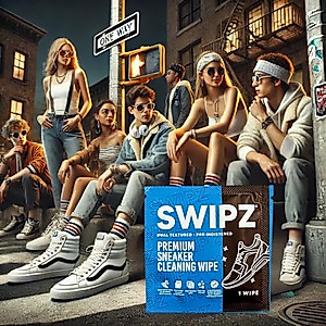 Swipz Shoe and Sneaker Wipes - Complete Tennis Shoe Cleaner Eraser Kit - Instant White Leather Sole Cleaner Cloths in 12 Travel Packs