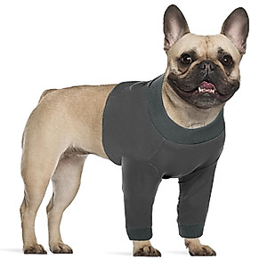 SAWMONG Dog Surgery Recovery Sleeve for Front Left Right Legs,Dog Recovery Suit to Stop Licking,Dog Leg Sleeve for Spay Neuter Elbow,Brace Protector Cone Collar Alternative Grey-S